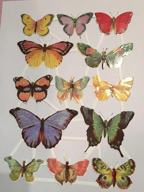 1 BOGEN GLANZBILDER Oblaten "Schmetterlinge" mit Glitzer EUR 1,80 - PicClick DE