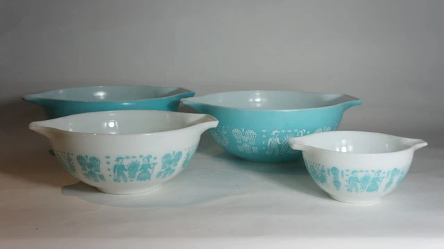 1950S PYREX AMISH BUTTERPRINT Cinderella Mixing Bowls 4 piece SET $145. ...