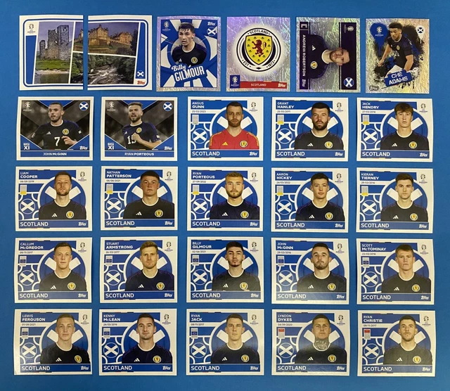 FIGURINE STICKERS TOPPS UEFA Germany EURO 2024 Team Completo SCOTLAND ...