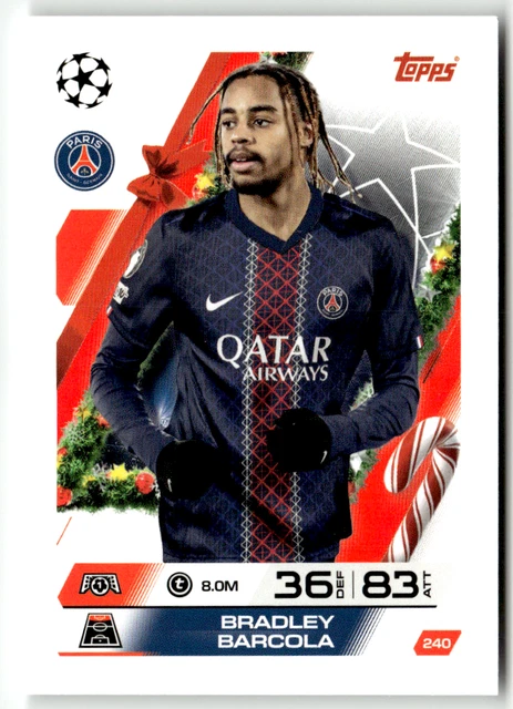 TOPPS MATCH ATTAX CL 2025-26 N° 240 Bradley Barcola Spécial Noël EUR 1,81 - PicClick FR