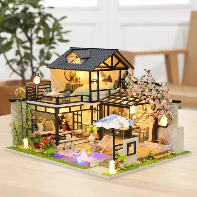 DIY MINIATURE DOLLHOUSE Tiny Building House Kit Handcraft Dollhouse £63 ...