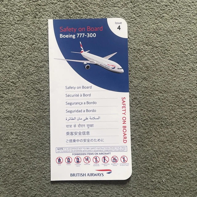 BRITISH AIRWAYS BOEING 777-300 Issue 4 Safety Card £2.23 - PicClick UK