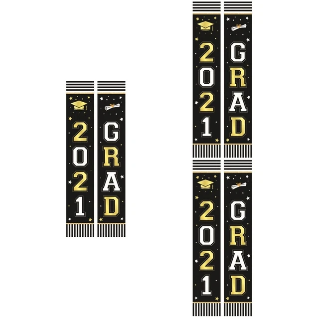 SAISON DES DIPLÔMES 3x drapeaux suspendus de graduation signe de porche ...