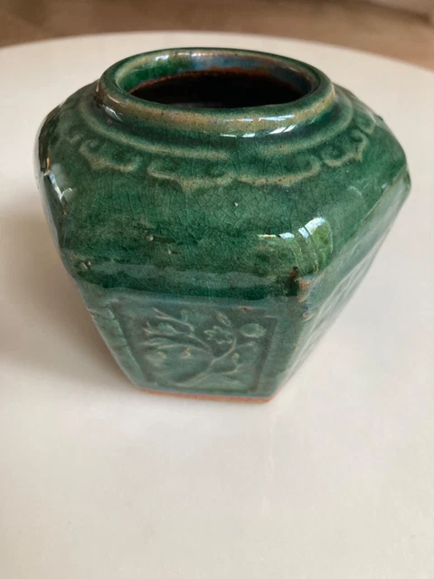 JOLI PETIT POT à gingembre chinois ancien émaillé vert EUR 40,00 ...