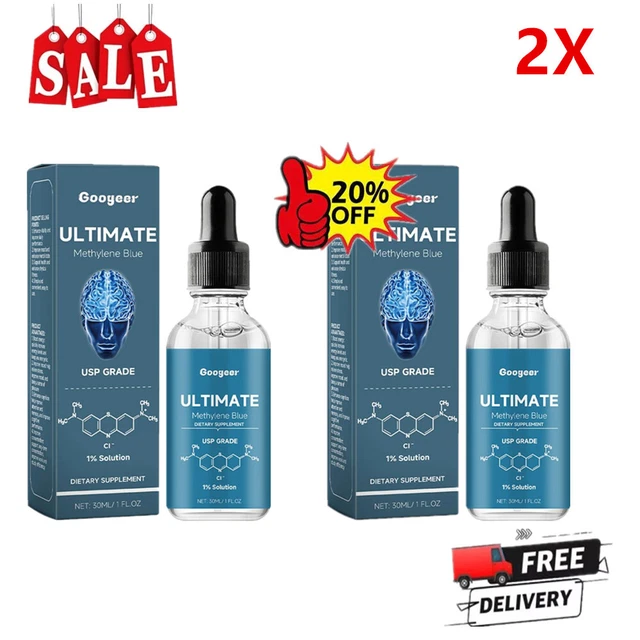 2X ULTIMATE METHYLENE Blue Health Drops 30ml 1% Solution High Purity ...