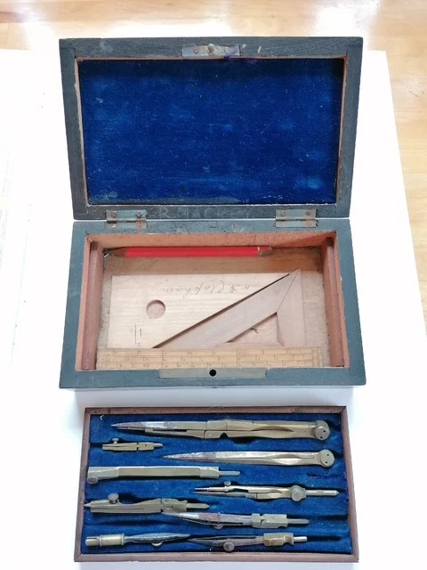 VINTAGE WOODEN CASED Technical Drawing/Draughtsman Set £16.00 - PicClick UK