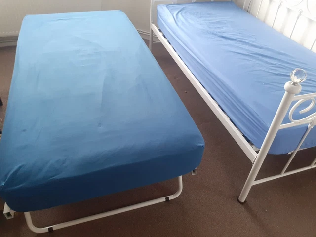 DAY BED/TWO SINGLE beds/one double bed with mattress rarely used 6ft 6 ...