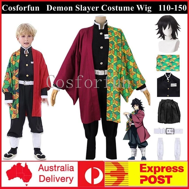 KIDS BOYS DEMON Slayer Tomioka Giyuu Costume Cosplay Wig Kimono Book ...
