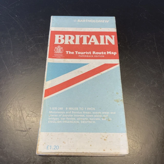 VINTAGE 1981 BARTHOLOMEW Paperback Tourist Route Map - Scale 9 mile : 1 ...
