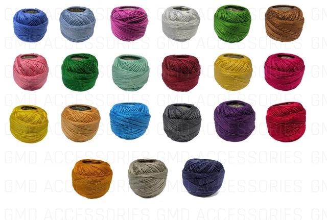 ASSORTED ANCHOR PEARL Cotton Thread, Size 8, 85m – Set of 5 Balls for ...