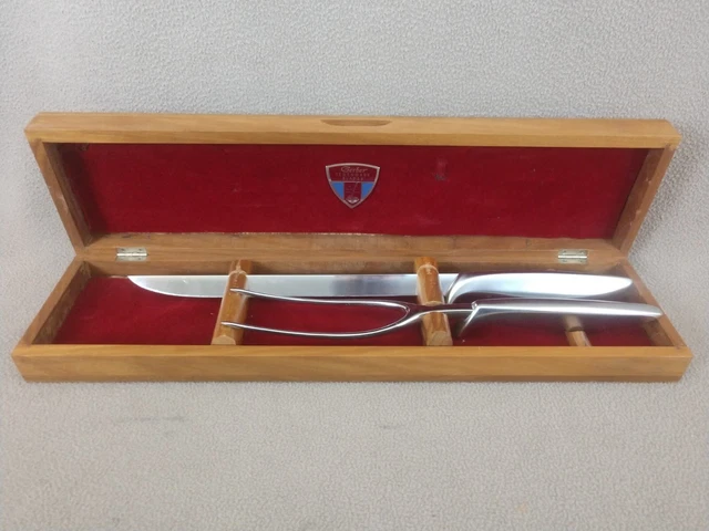 GERBER CARVING SET 9" BLAMUNG Knife and RON Fork With Walnut Box $24.99 ...