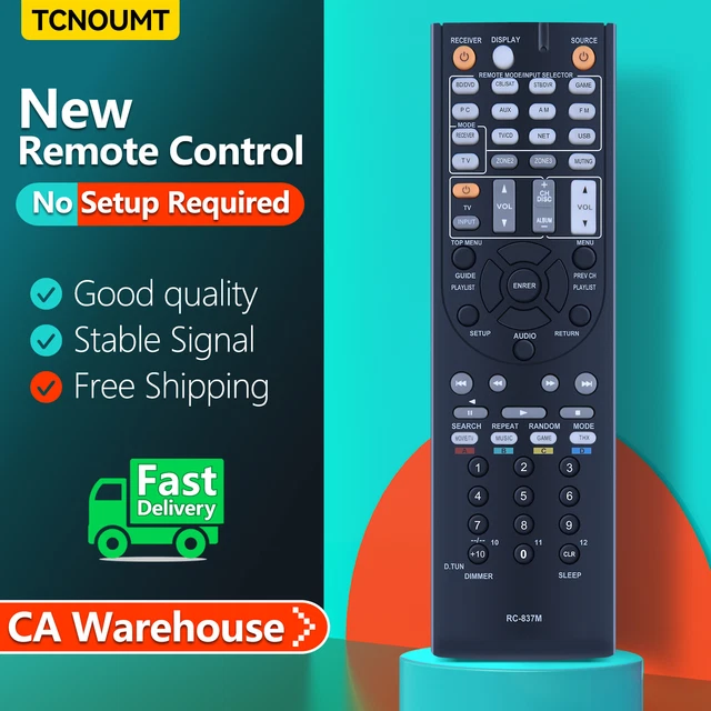RC-837M REMOTE CONTROL For Onkyo AV Receiver TX-NR414 HT-S6500 HT-R494 ...