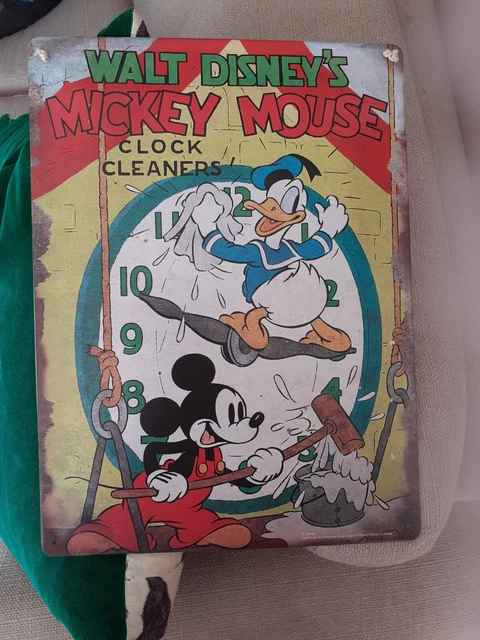WALT DISNEY'S MICKEY Mouse Clock Cleaners Metal Poster Plaque 2015 EUR ...
