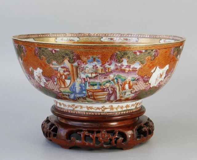 ANTIQUE CHINESE EXPORT Punch Porcelain Bowl Qianlong 18th c £1,826.80 ...