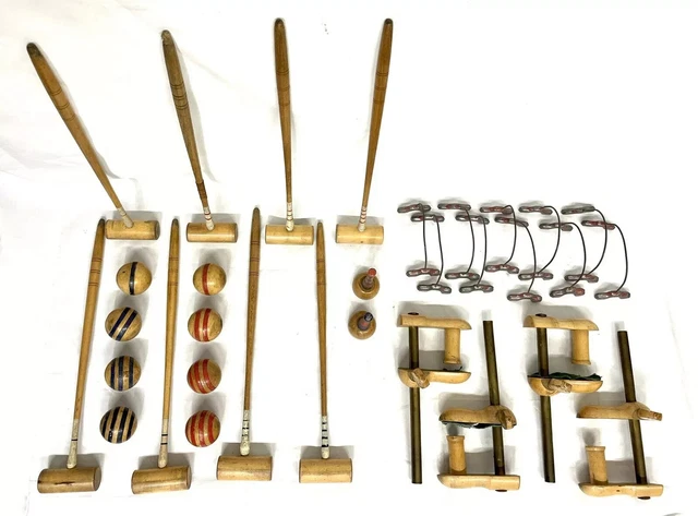 ANTIQUE VICTORIAN TABLE Croquet Set / Miniature Croquet Set / Parlour ...
