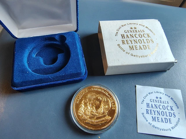 GENERALS HANCOCK, REYNOLDS and Meade Battle of Gettysburg Medallion 24K ...