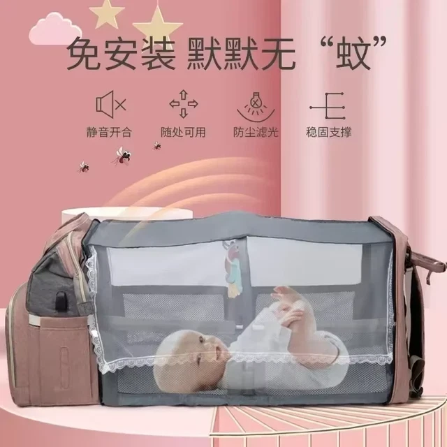 MOMMY BAG LIGHTWEIGHT Portable Folding Crib Bed Large-Capacity Travel ...