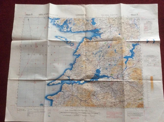 WW2 1942 WAR Office, Official Map of the Limerick Area, Ireland - Eire ...