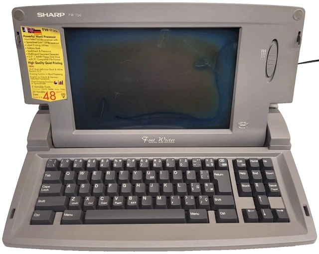 SHARP FW-750 FONT Writer Personal Word Processor Vintage Power Tested ...