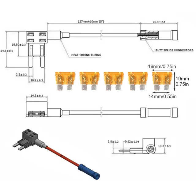 MICRO TRUCK BLADE 12V 24V Mini Add-a-circuit Car Tap Adapter Fuse ...