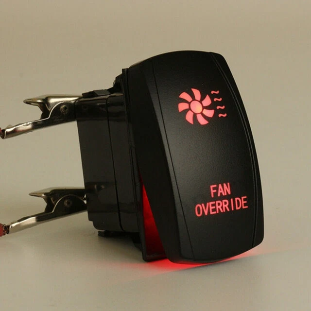 MARINE GRADE 12V 20A 5 Pin Rocker Switch Red LED Fan Override for Boats ...