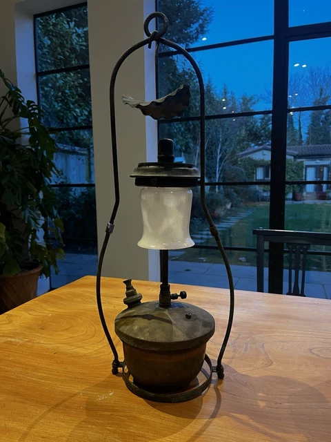 TILLEY TABLE LAMP rare hanging type with intact white glass £360.00 ...