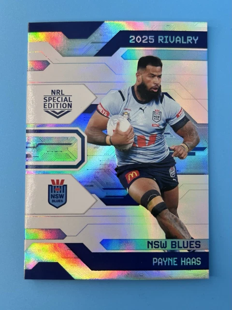 2025 NRL RIVALRY Silver State Of Origin Nsw Blues Payne Haas S04 Card ...