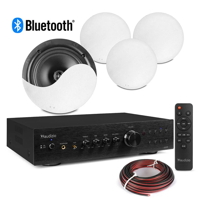 2-ZONE MULTI ROOM Ceiling Speaker System with Bluetooth - 4x NCSS6 ...