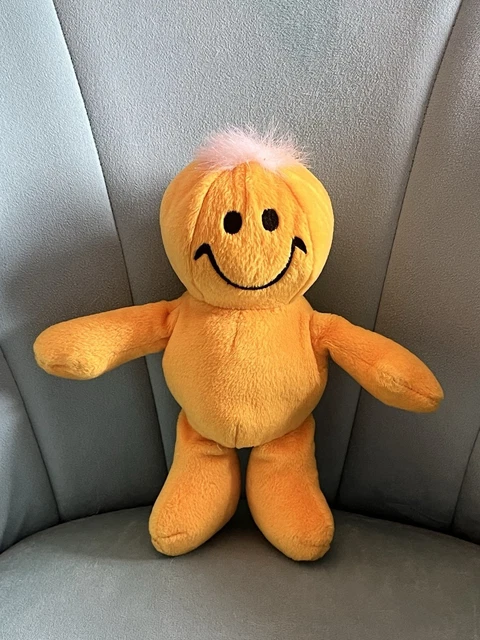 VINTAGE DAN DEE Smiley Face Wiggle Tickle Yellow Soft Toy Plush SOUND ...