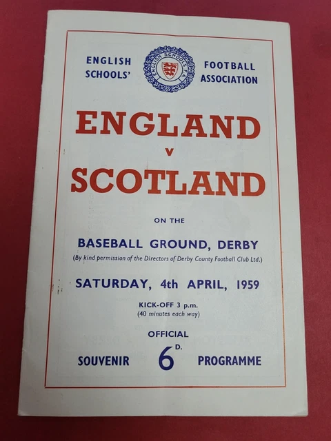 ENGLAND SCHOOLBOYS V Scotland Schoolboys International Fixture 1959 ...