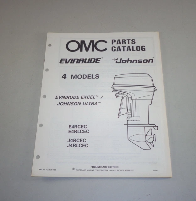 PARTS CATALOG/PARTS LIST Johnson Evinrude Outboard Motor 4 Models Since E4BRCCS £15.74 - PicClick UK