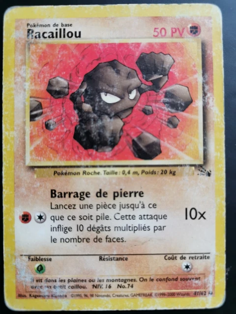 CARTE POKÉMON - Wizard Fossile : Racaillou 47/62 EUR 1,00 - PicClick FR