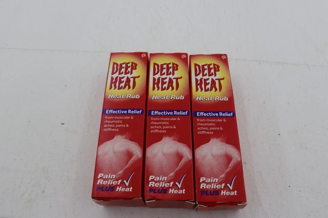 3 X DEEP HEAT Heat Rub Effective Relief from Muscular Pain Relief 35g ...