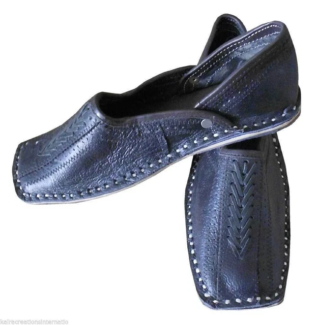 MEN SHOES JUTTIES Handmade Leather Brown Boat Shoes Indian Mojari Flat ...