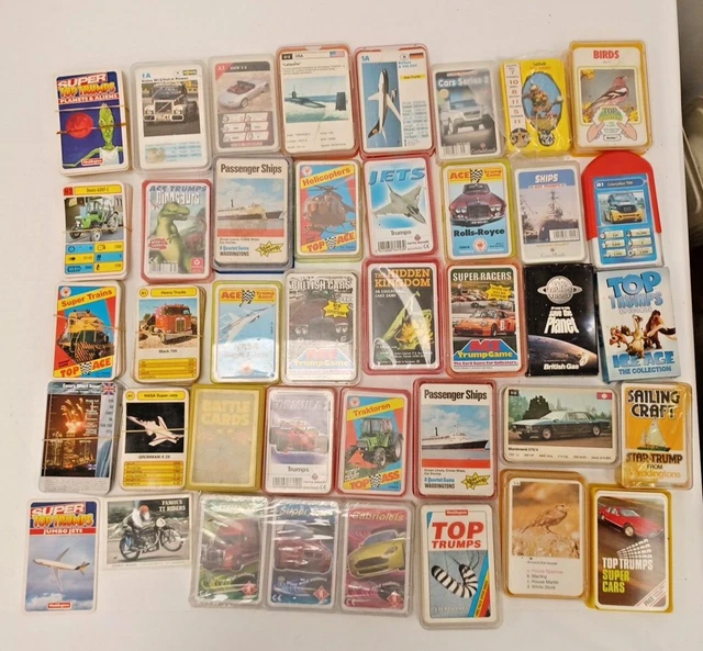 38 X TOP Trumps Card Game Job Lot Jets Birds Super Trains Aliens Ice ...