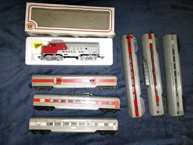BACHMAN HO SANTA Fe 307 Bullet Train & Viewing Coaches Baggage Car Good ...