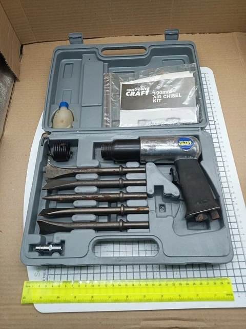 POWER CRAFT 190MM Air Chisel Hammer Set NEW Boxed with 5 Chisel Tip ...
