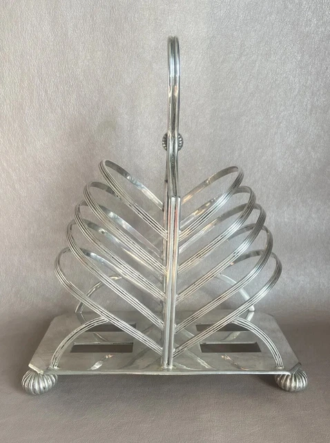ROBERTS & BELK Silver Plate 8 Slice Toast Rack Rare Design Art Deco ...