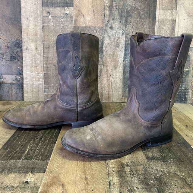 RESISTOL RANCH BY Lucchese Brown Round Toe Roper Cowboy Boots Mens 14 D ...