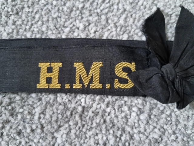 ROYAL NAVY CAP Tally Ribbon - H.M.S. WW2 Issue £30.00 - PicClick UK