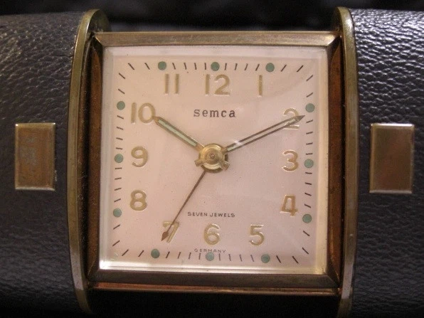 SEMCA TRAVEL CLOCK circa 1940 used hand-wound folding working ...