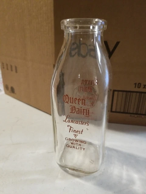 VINTAGE QUEEN DAIRY Lancaster's Finest Milk Bottle Pint. Lancaster ,PA ...