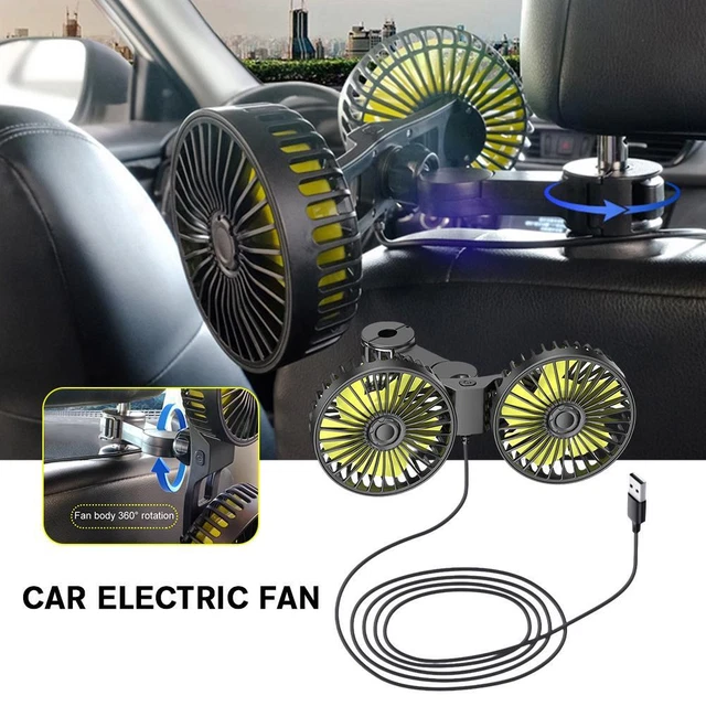 CAR ELECTRIC FAN Car Seat Back Cooling Fan Dual Head Auto Headrest ...