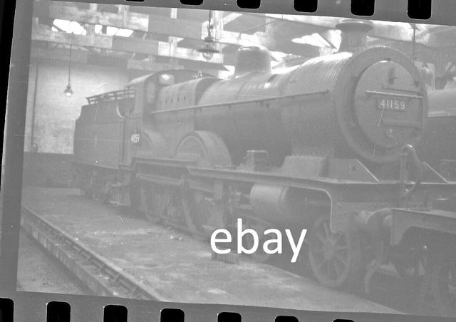 ORIGINAL 35MM NEGATIVE OF BR LMS STEAM LOCO 41159 AT TRAFFORD PARK 27/8 ...
