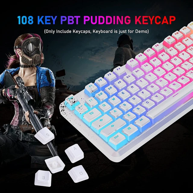PUDDING KEYCAPS DOUBLE Shot PBT Keycap for 104 87 61 Keys OEM Profile ...