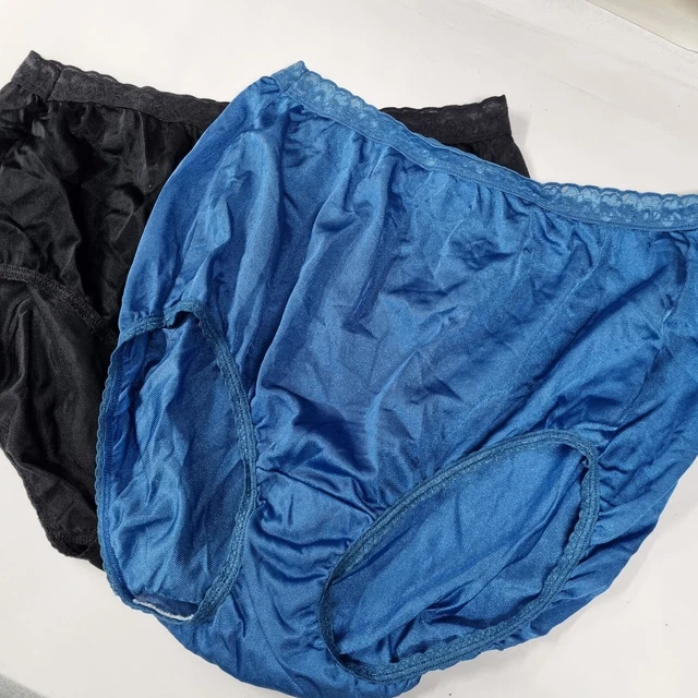 VTG LOT 2 Panties Shiny Silky Nylon Gusset w Lace Sissy Sexy Granny ...