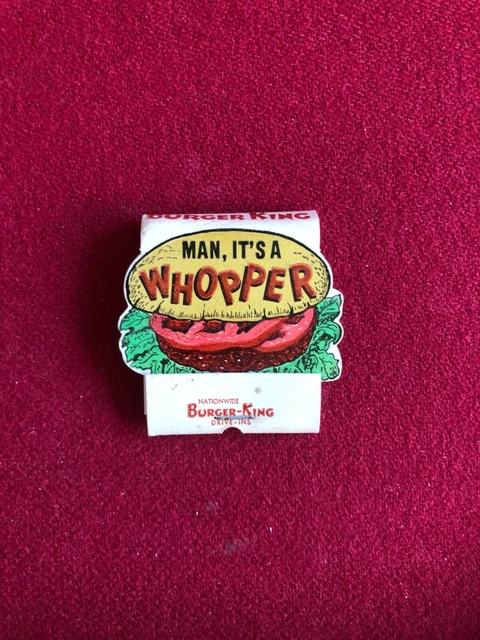 1950-60'S, BURGER KING (Old Logo) "Un-Used" WHOPPER Match Book (RARE ...