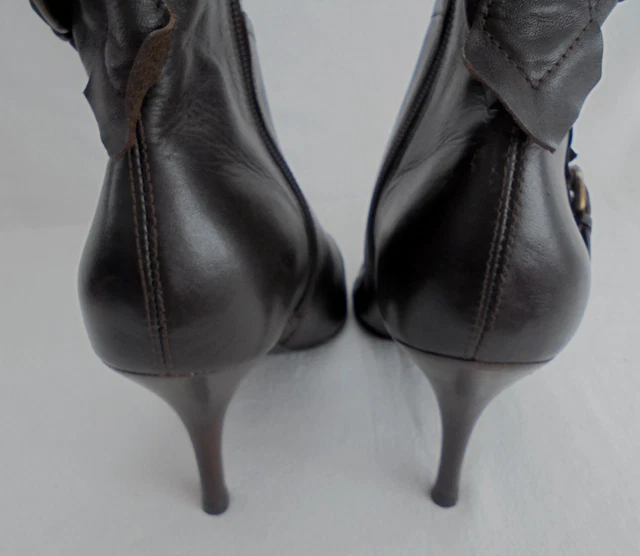 RIVER ISLAND HIGH HEEDED ZIP UP BROWN BOOTS SIZE 7 (was £84.99) £12.92 ...