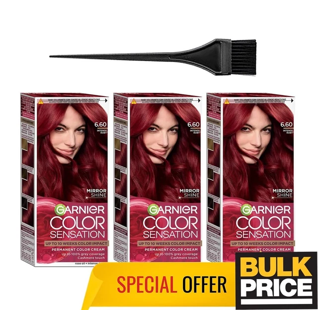 GARNIER COLOR SENSATION Teinture Pour Cheveux 6.60 Intense Ruby 3-Pack ...