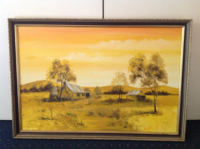NOLA GARRETT 1939- AUSTRALIAN ARTIST, AUST LANDSCAPE PAINTING. LGE 97 ...